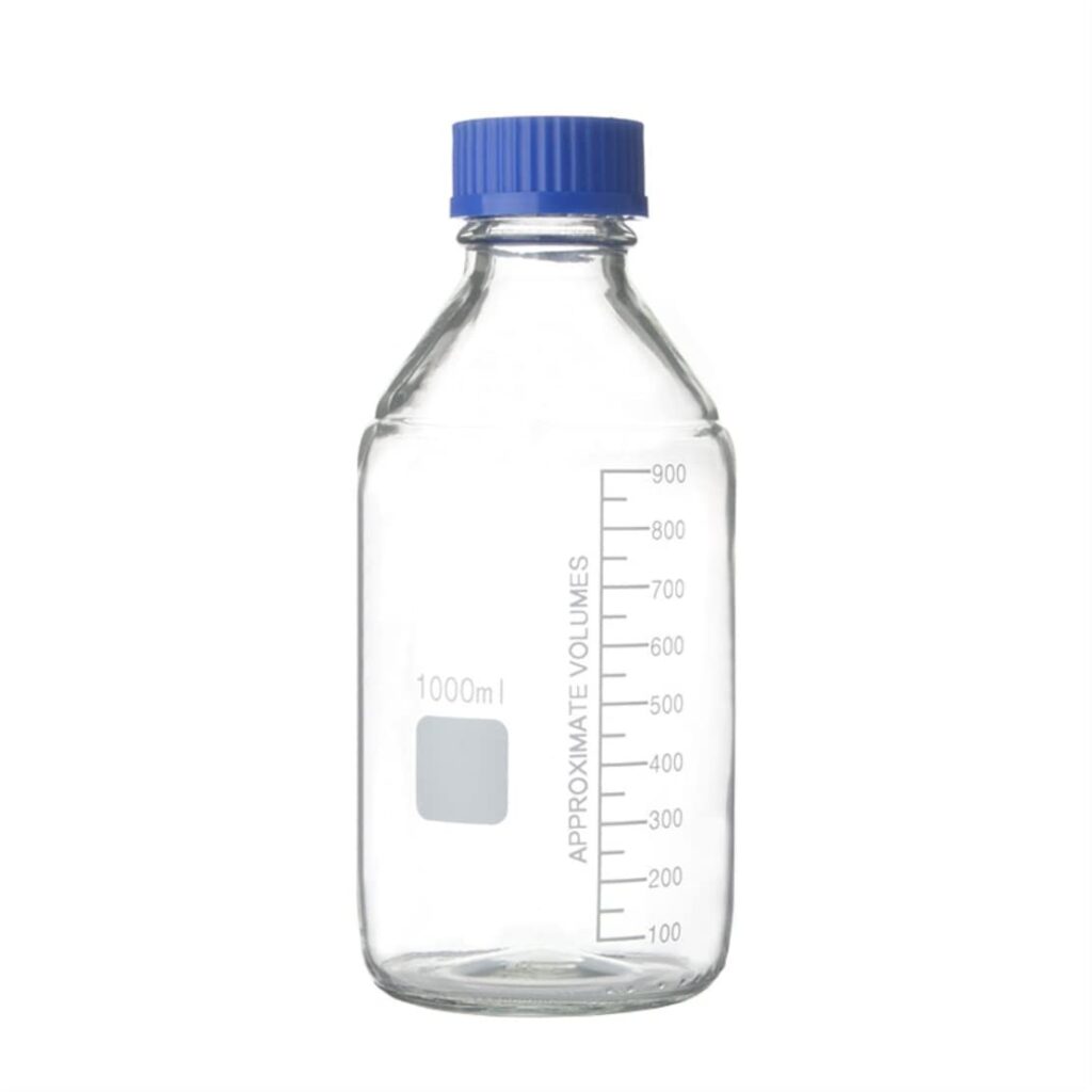 Botella Transparente con Tapa - Borosilicato - 1 Litro - Bioquimica.cl